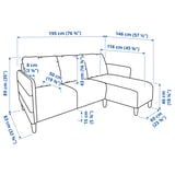 ANGERSBY sofa 3-osobowa, z szezlongiem/Knisa jasnoszary - IKEA