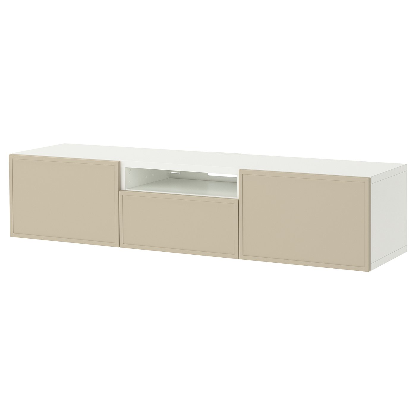 BESTÅ szafka pod TV, biały/Krukmakare beżowy, 180x42x39 cm - IKEA
