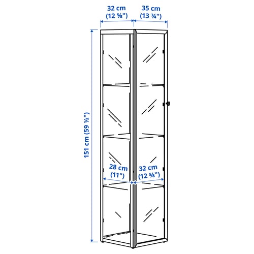 BLÅLIDEN witryna, czarny, 35x32x151 cm - IKEA