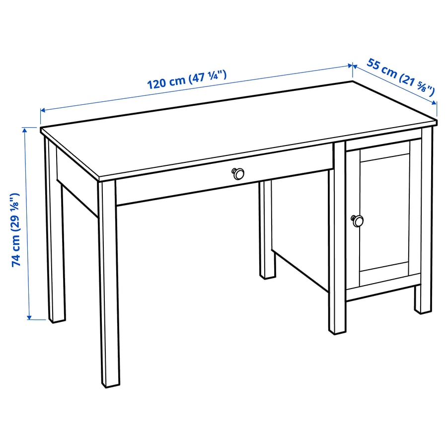 HEMNES biurko, biała bejca, 120x55 cm - IKEA