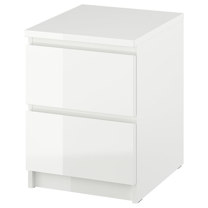 MALM komoda, 2 szuflady, połysk biały, 40x55 cm - IKEA