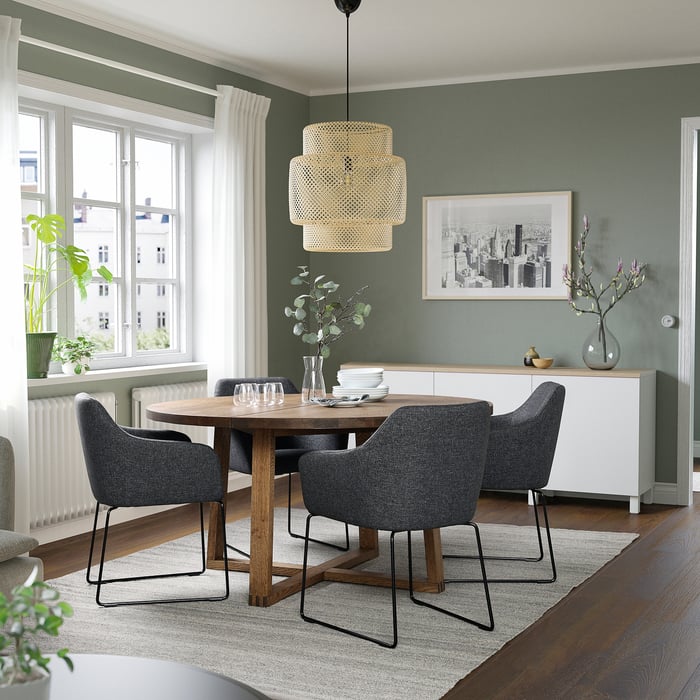 MÖRBYLÅNGA / TOSSBERG stół i 4 krzesła, okl dęb brązowa bejca/Gunnared ...