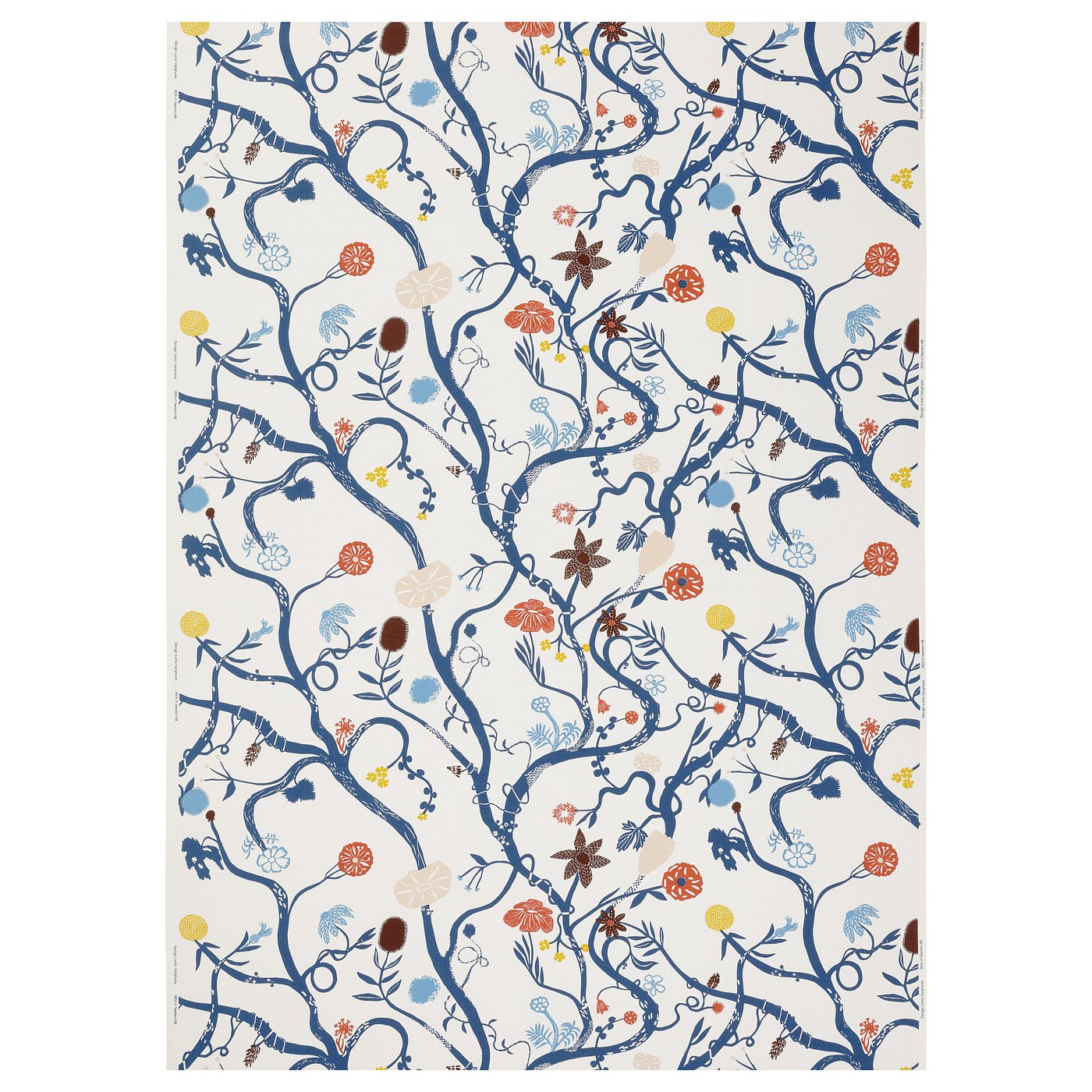 REVFINGERÖRT tkanina przycięta, detale botaniczne/biały wielobarwny, 150x300 cm - IKEA