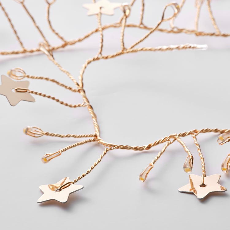 STRÅLA łańcuch świetlny led, 80 lampek, na baterie mini/gwiazda złoty ...