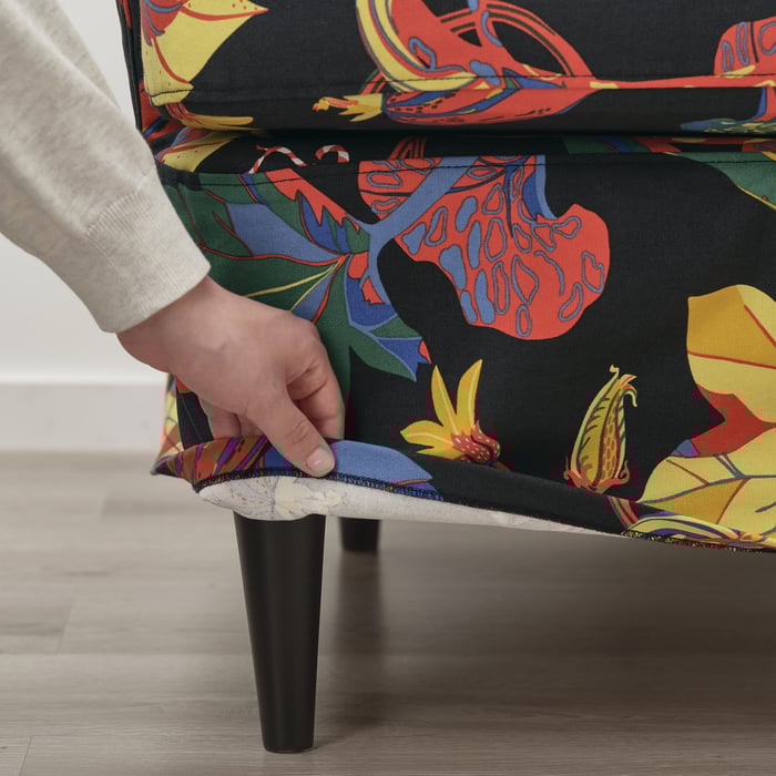 STRANDMON pokrowiec na fotel uszak, Stigsbo wielobarwny/czarny - IKEA