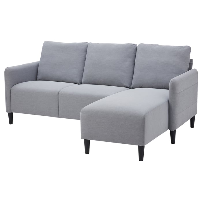 ANGERSBY 3-seat sofa, with chaise longue/Knisa light grey - IKEA