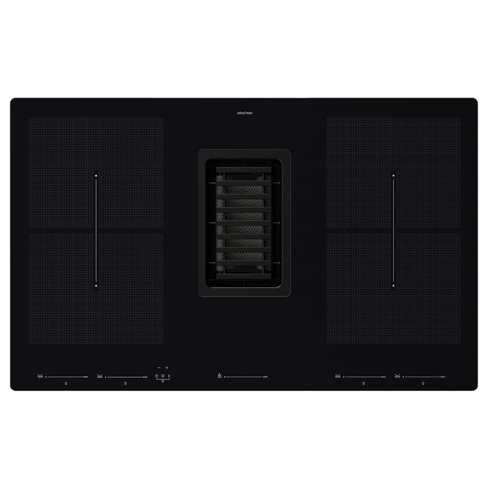 FÖRDELAKTIG Induction hob/integrated extractor, black, Width: 830 mm - IKEA