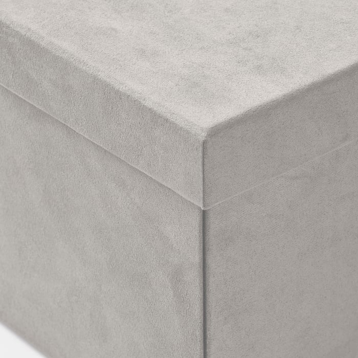 GJÄTTA storage box with lid, velvet light grey, 18x25x15 cm - IKEA
