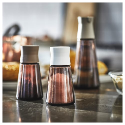 HALVTOM Salt and pepper shakers, glass/brown, 12 cm - IKEA