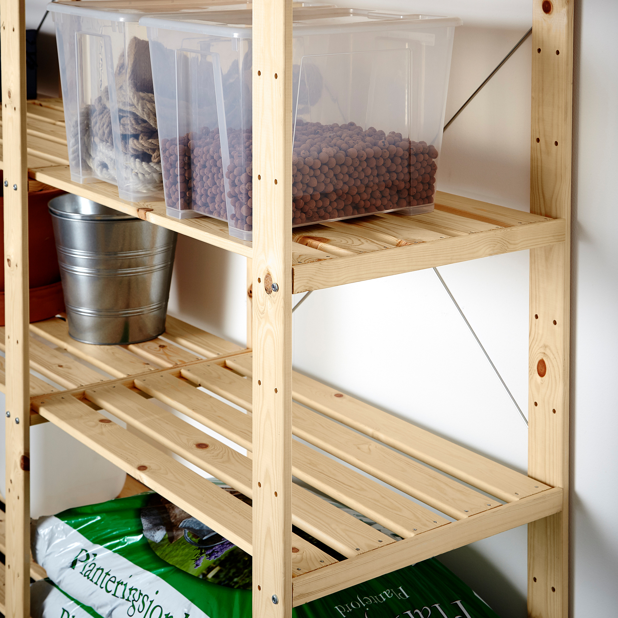 HEJNE 4 sections/shelves, softwood, 307x50x171 cm - IKEA