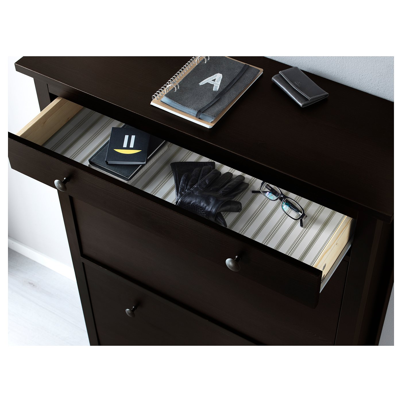 Ikea hemnes shoe cabinet black brown store