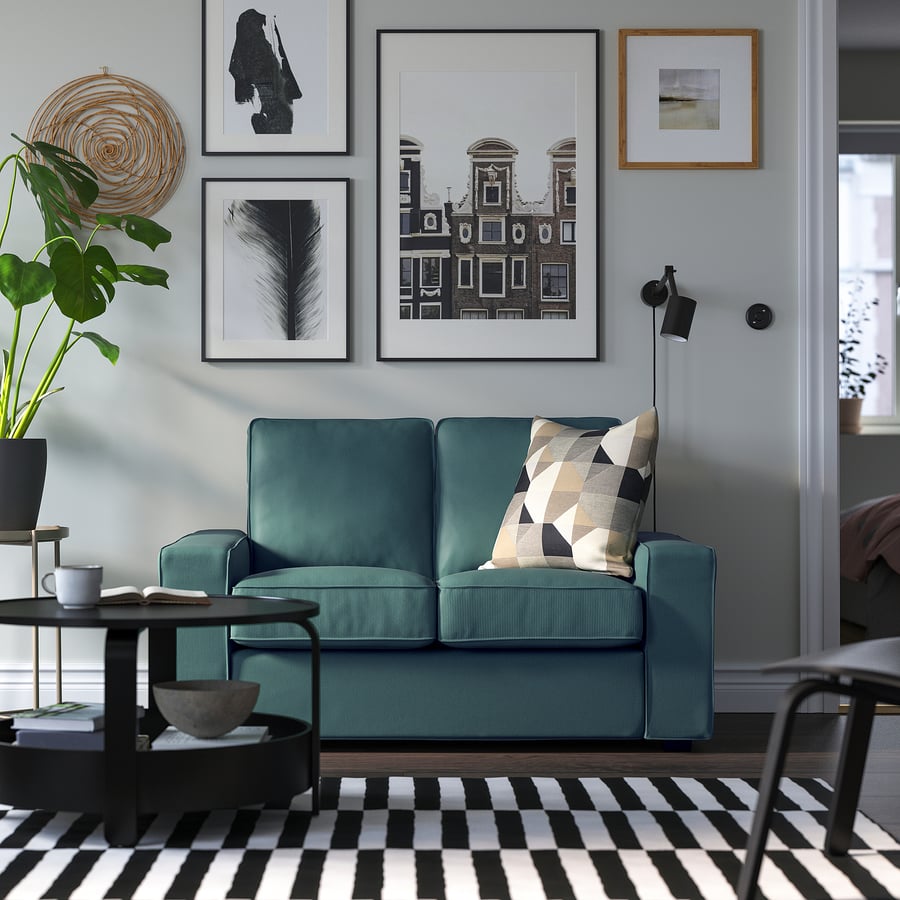 KIVIK compact 2-seat sofa, Kelinge grey-turquoise - IKEA