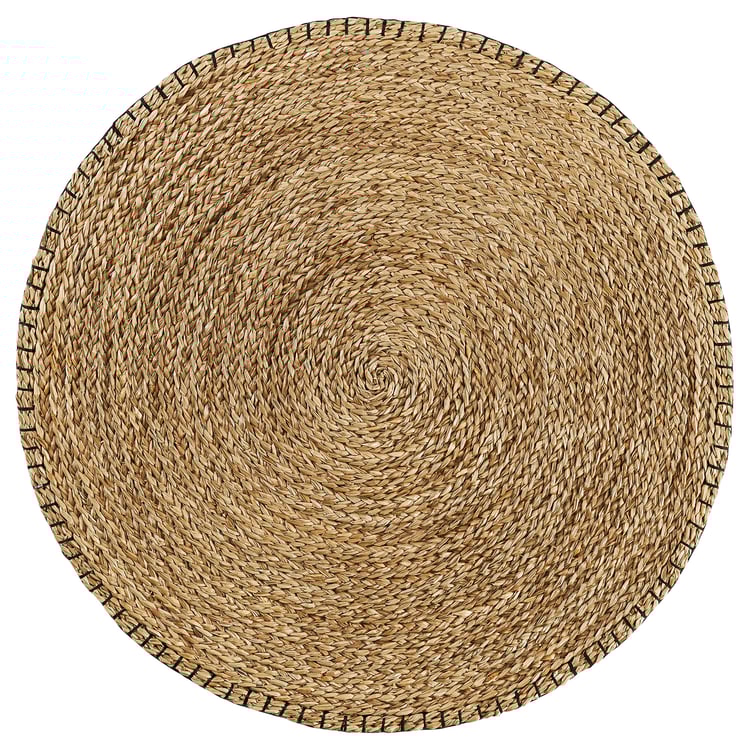 KYSING rug, braided, seagrass/black, 74 cm - IKEA
