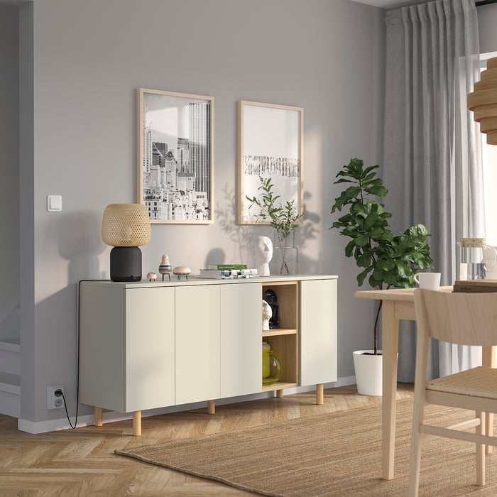 LEDAMOT cabinet, light grey-beige, 150x42x75 cm - IKEA