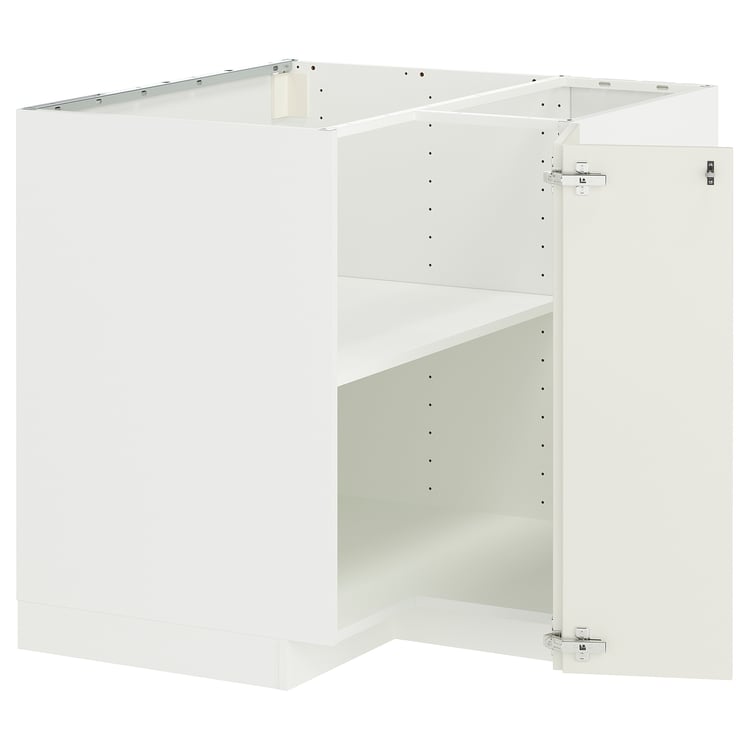 METOD corner base cabinet with shelf, white/Veddinge white, 88x88 cm - IKEA