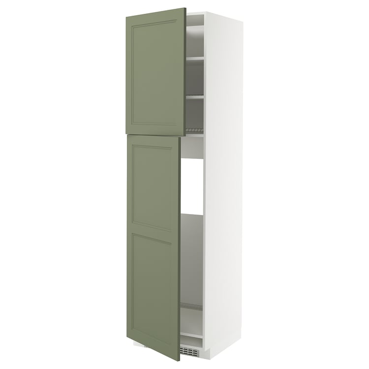 METOD high cabinet for fridge w 2 doors, white/Axstad grey-green ...