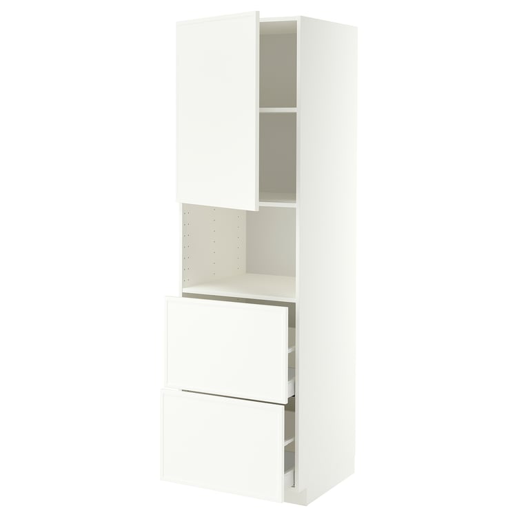 METOD / MAXIMERA hi cab f micro w door/2 drawers, white/Aspudden matt ...