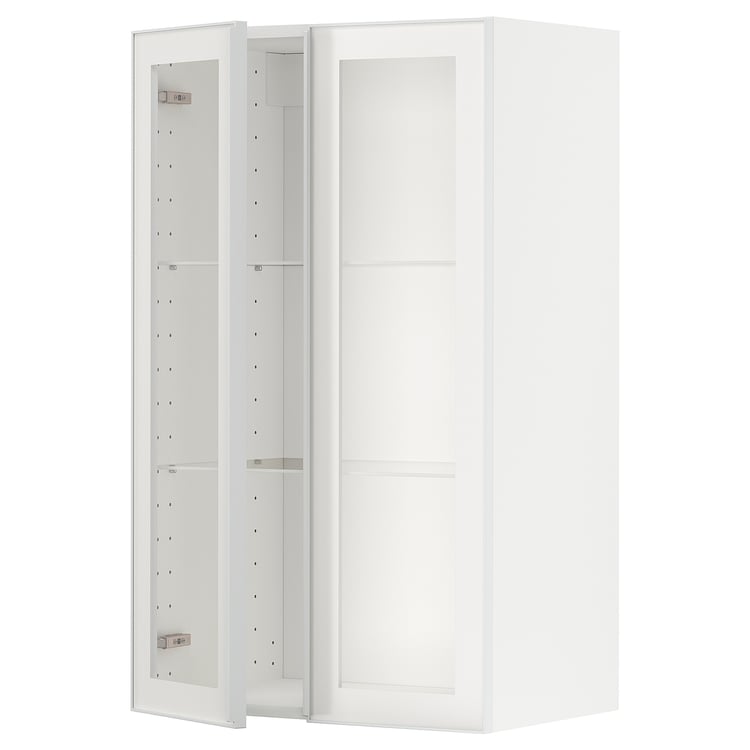 METOD wall cabinet w shelves/2 glass drs, white/Hejsta white clear ...