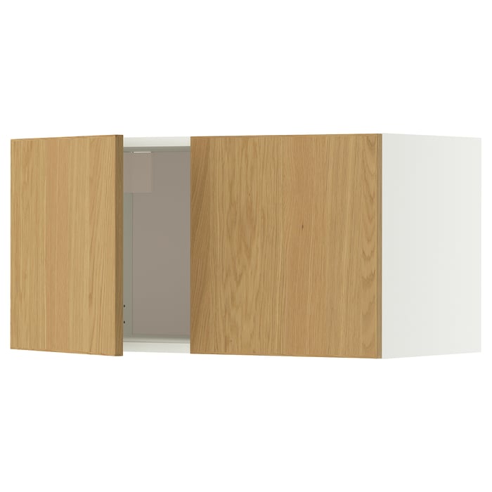 METOD wall cabinet with 2 doors, white/Sinarp oak veneer, 80x40 cm - IKEA