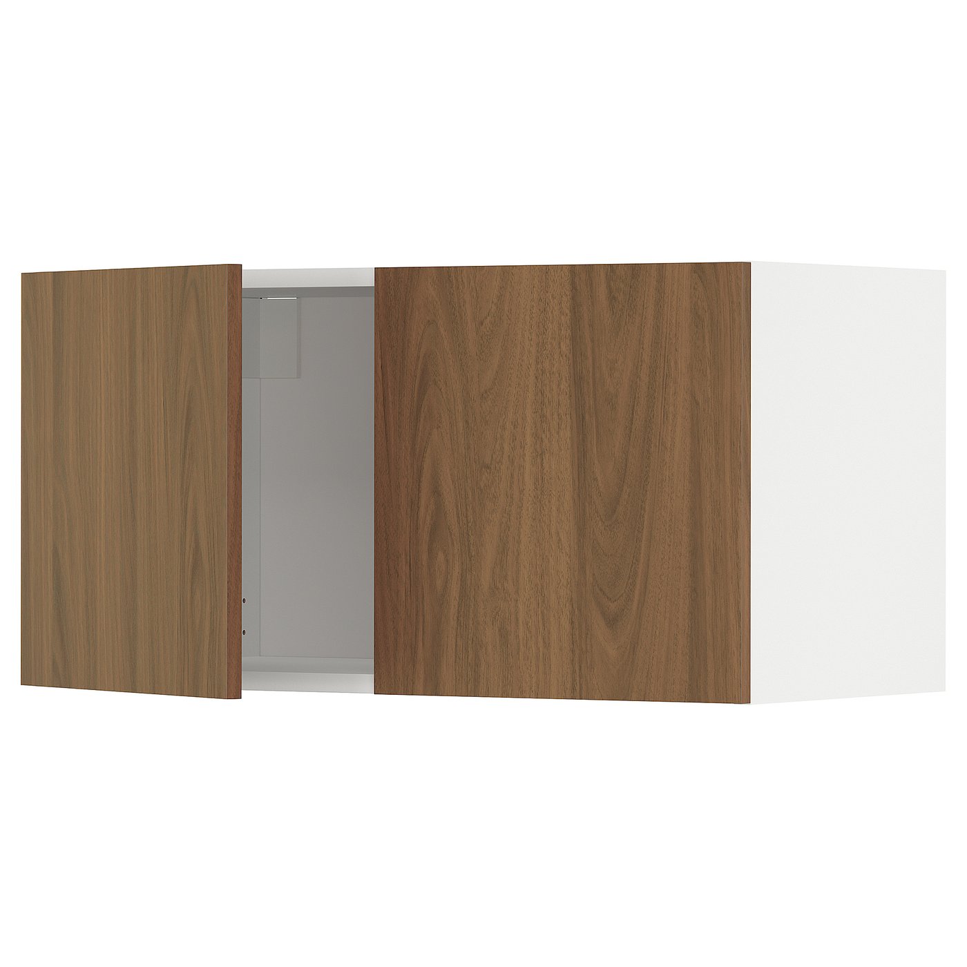METOD wall cabinet with 2 doors, white/Tistorp brown walnut effect ...