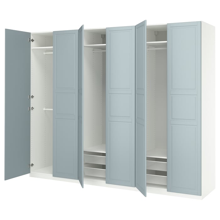 PAX / FJÄREHALS wardrobe combination, white/light grey-blue, 300x60x236 ...