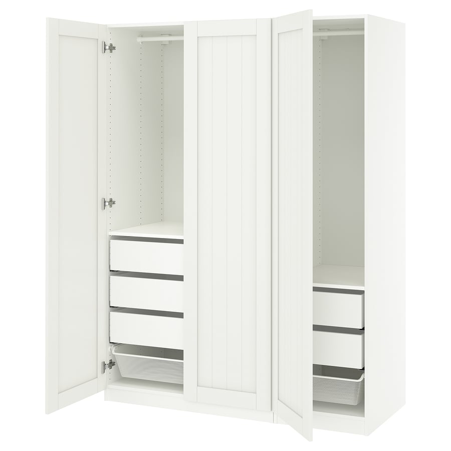 PAX / GULLABERG wardrobe combination, white/white, 150x60x201 cm - IKEA