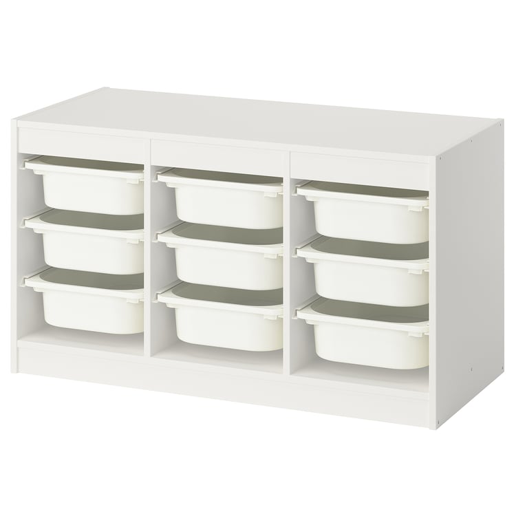 TROFAST storage combination with boxes, white/white, 99x44x56 cm - IKEA