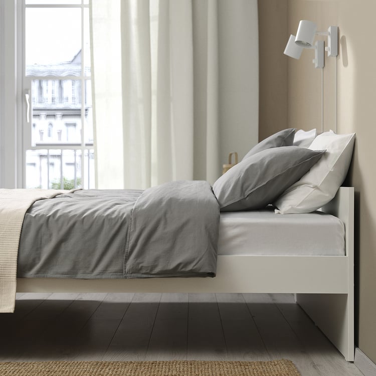 VIHALS bed frame, white/Lindbåden, 160x200 cm - IKEA