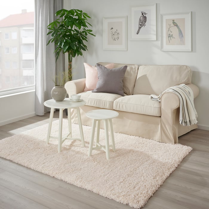VOLLERSLEV Rug, high pile, white, 133x195 cm - IKEA