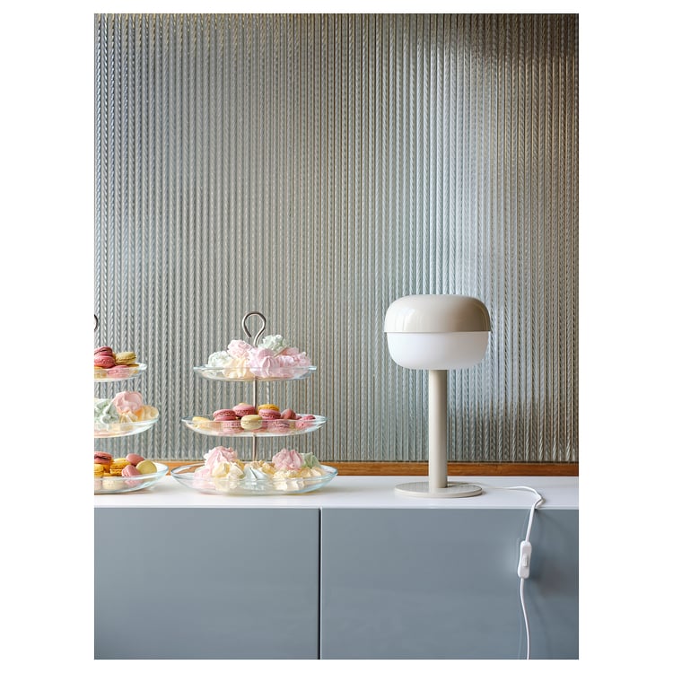 BLÅSVERK Candeeiro de mesa, bege, 36 cm - IKEA