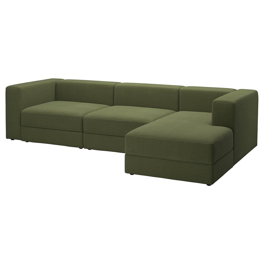 JÄTTEBO sofá mod 4 lugares c/chaise longue, direita/Samsala verde amarelado escuro - IKEA
