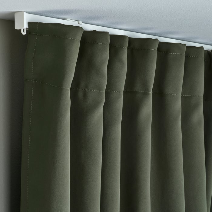 MAJGULL cortinados opacos, 1par, verde escuro/c/fita p/franzir, 145x300 ...