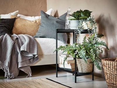 OLIVBLAD Floreira, interior/exterior preto, 56 cm - IKEA