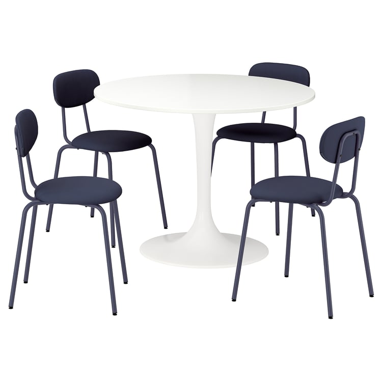 DOCKSTA / SANDSBERG table and 4 chairs, white/Remmarn dark blue, 103 cm ...