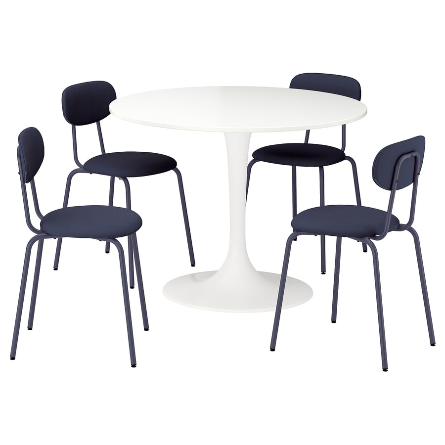 DOCKSTA / SANDSBERG table and 4 chairs, white/Remmarn dark blue, 103 cm ...