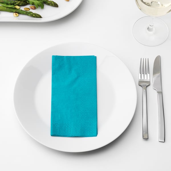 FANTASTISK paper napkin, turquoise, 40x40 cm - IKEA