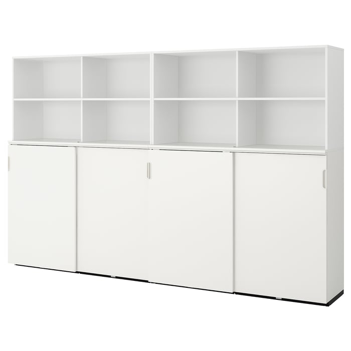 GALANT storage combination w sliding doors, white, 320x200 cm - IKEA