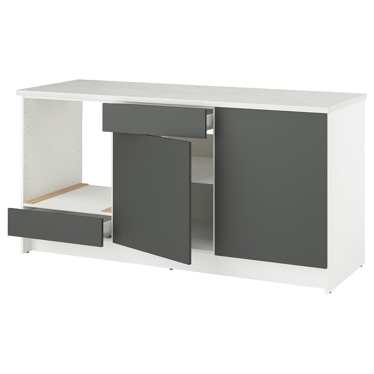KNOXHULT base cabinet with doors and drawer, dark grey, 180 cm - IKEA