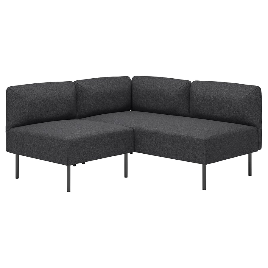 LILLEHEM modular corner sofa, 2-seat, Gunnared dark grey/metal - IKEA