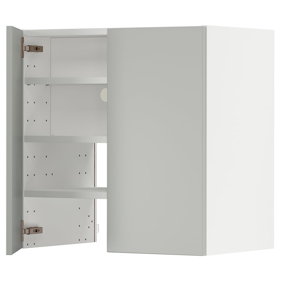 METOD wall cb f extr hood w shlf/door, white/Havstorp light grey, 60x60 ...