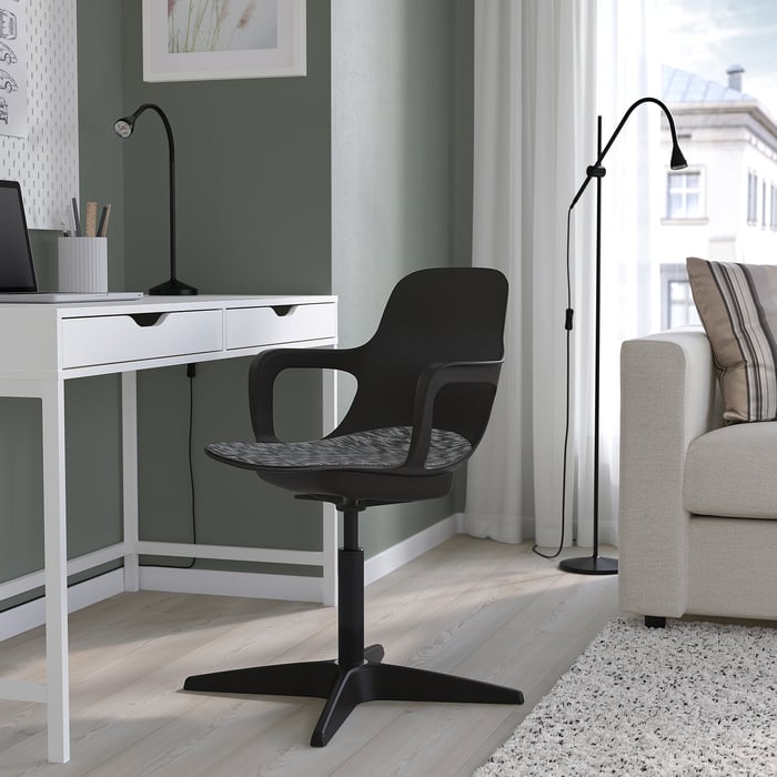 ODGER swivel chair + pad, anthracite - IKEA
