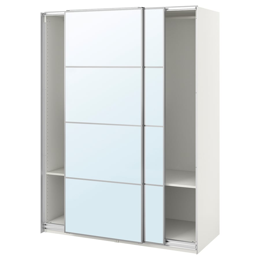 PAX / AULI wardrobe with sliding doors, white/mirror glass, 150x66x201 ...