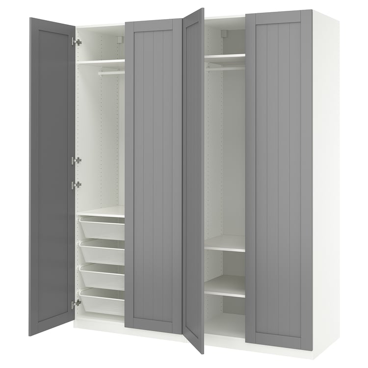 PAX / GULLABERG wardrobe combination, white/grey, 200x60x236 cm - IKEA