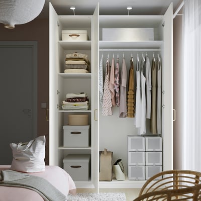 PAX / VINTERBRO wardrobe combination, white/white, 150x60x236 cm - IKEA