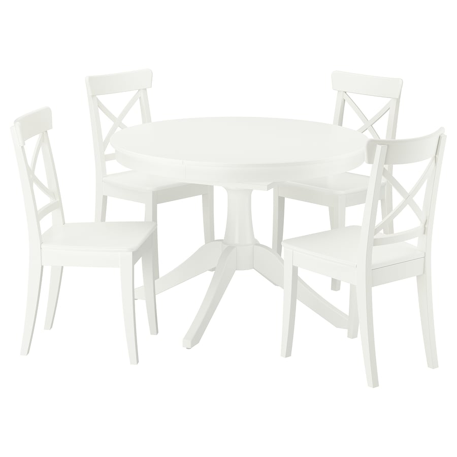ROSENTORP / ROSENTORP table and 4 chairs, white/white, 110/155 cm - IKEA