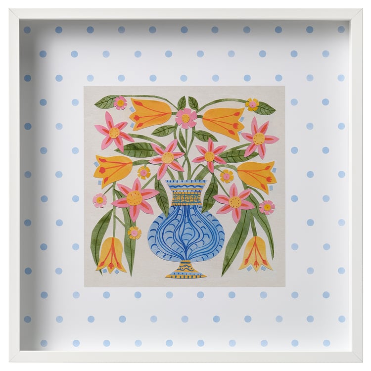 SANNAHED frame with poster, blue vase with flowers, 50x50 cm - IKEA