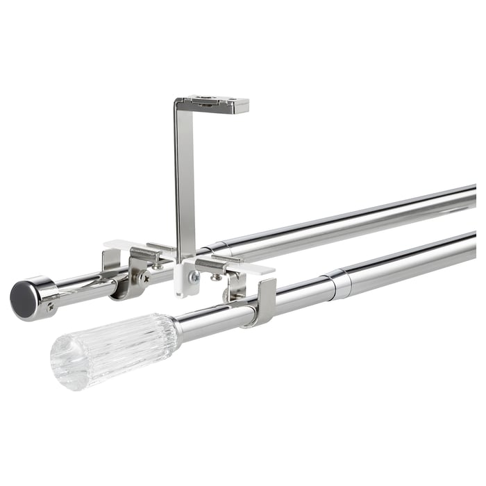 SOLDVÄRGMAL Double curtain rod set, silver-colour, 120-210 cm19 mm - IKEA