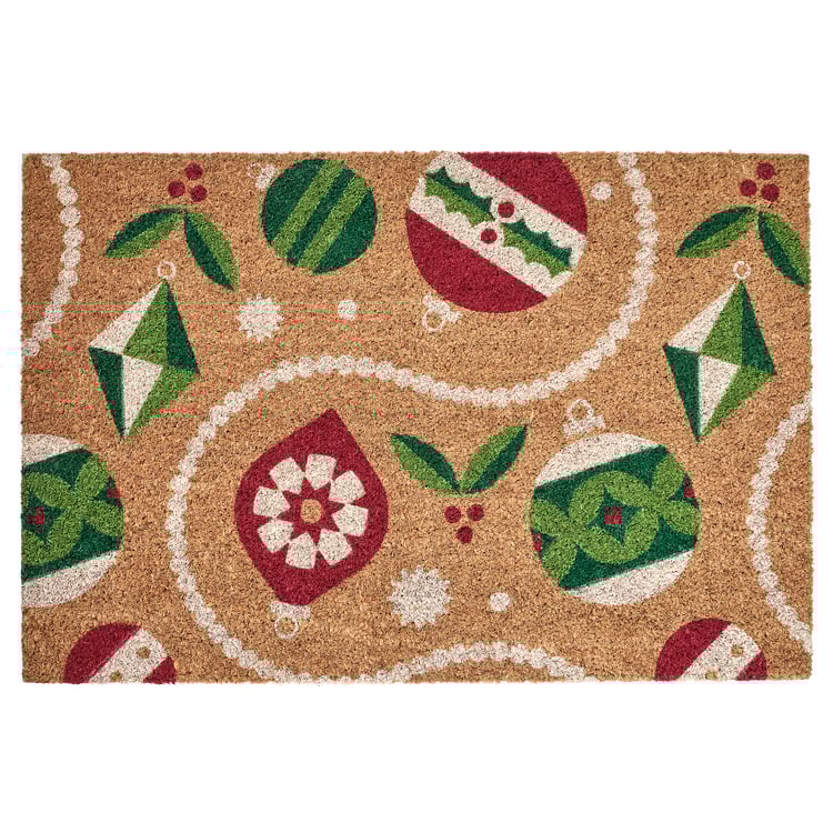VINTERFINT door mat, Christmas bauble patterned coir/multicolour, 60x90 ...