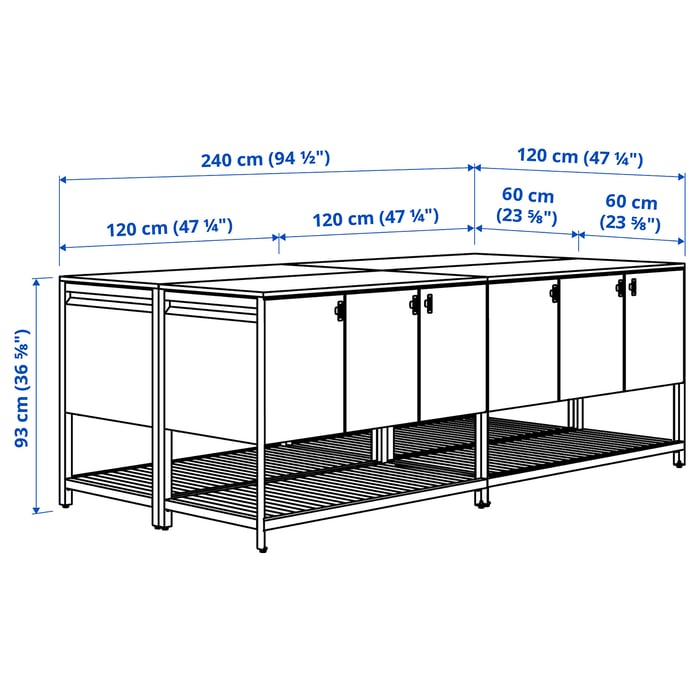 BÅTSKÄR insulă bucătărie exterior, gri închis, 240x120 cm - IKEA