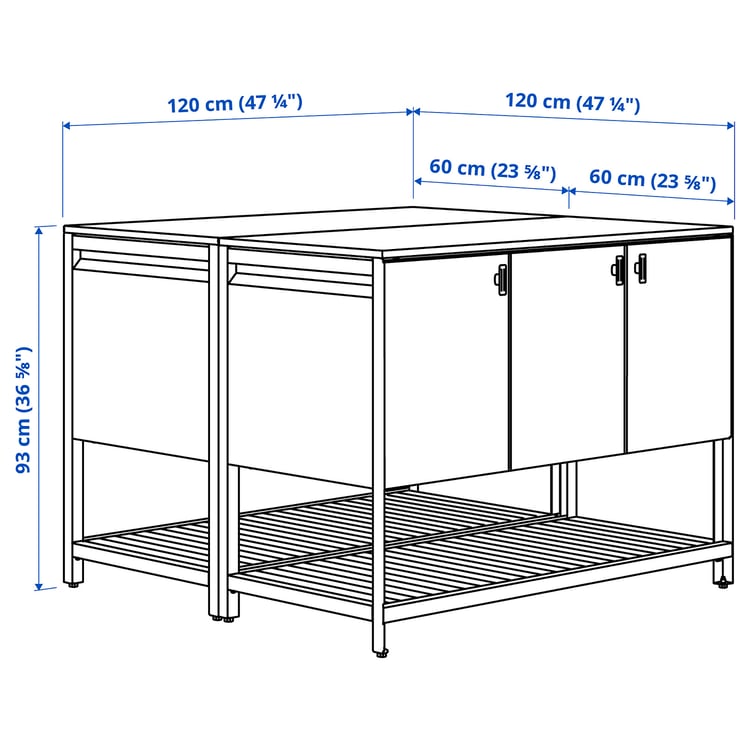 BÅTSKÄR insulă bucătărie exterior, gri închis, 120x120 cm - IKEA
